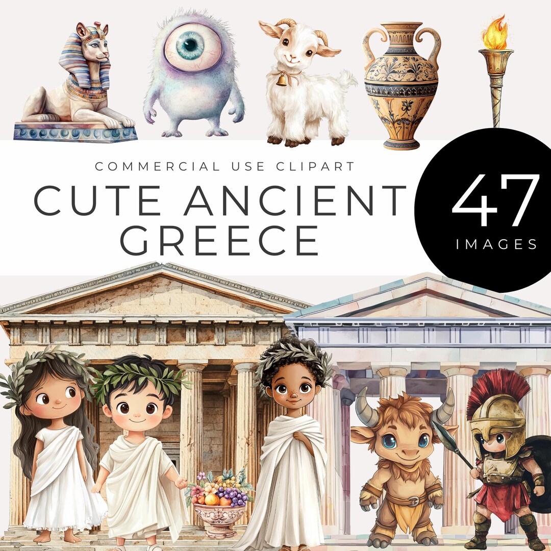 Cute Ancient Greece Clipart, Instant Download, Greek Mythology Digital ...