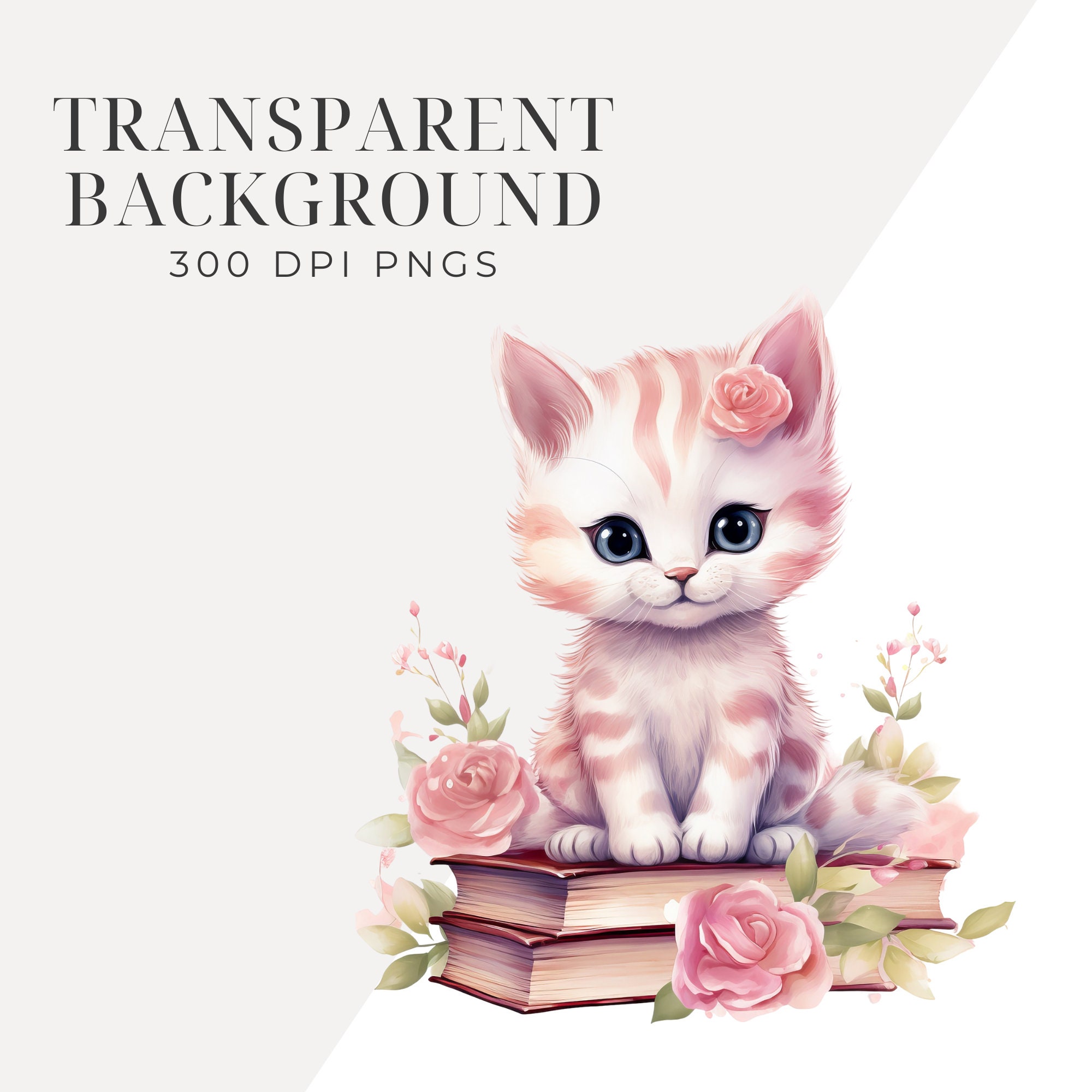 Cute Pink Kittens Clipart INSTANT DOWNLOAD Playful Watercolor Animals ...