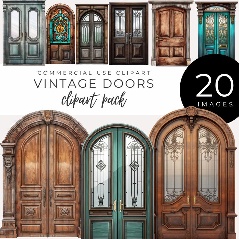 Vintage Door Clipart INSTANT DOWNLOAD Antique & Rustic Door Graphics ...