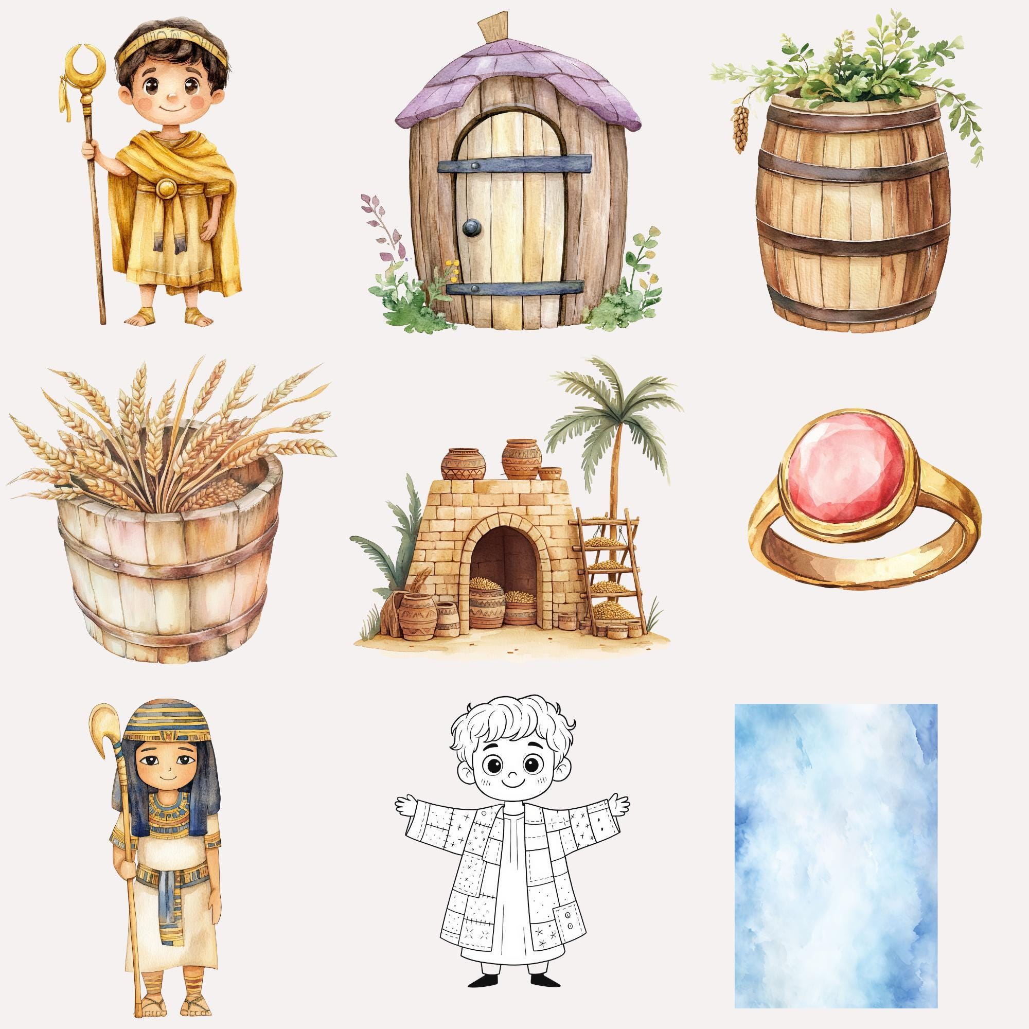 Joseph and the Coat of Many Colors Clipart, Instant Download, Bible ...