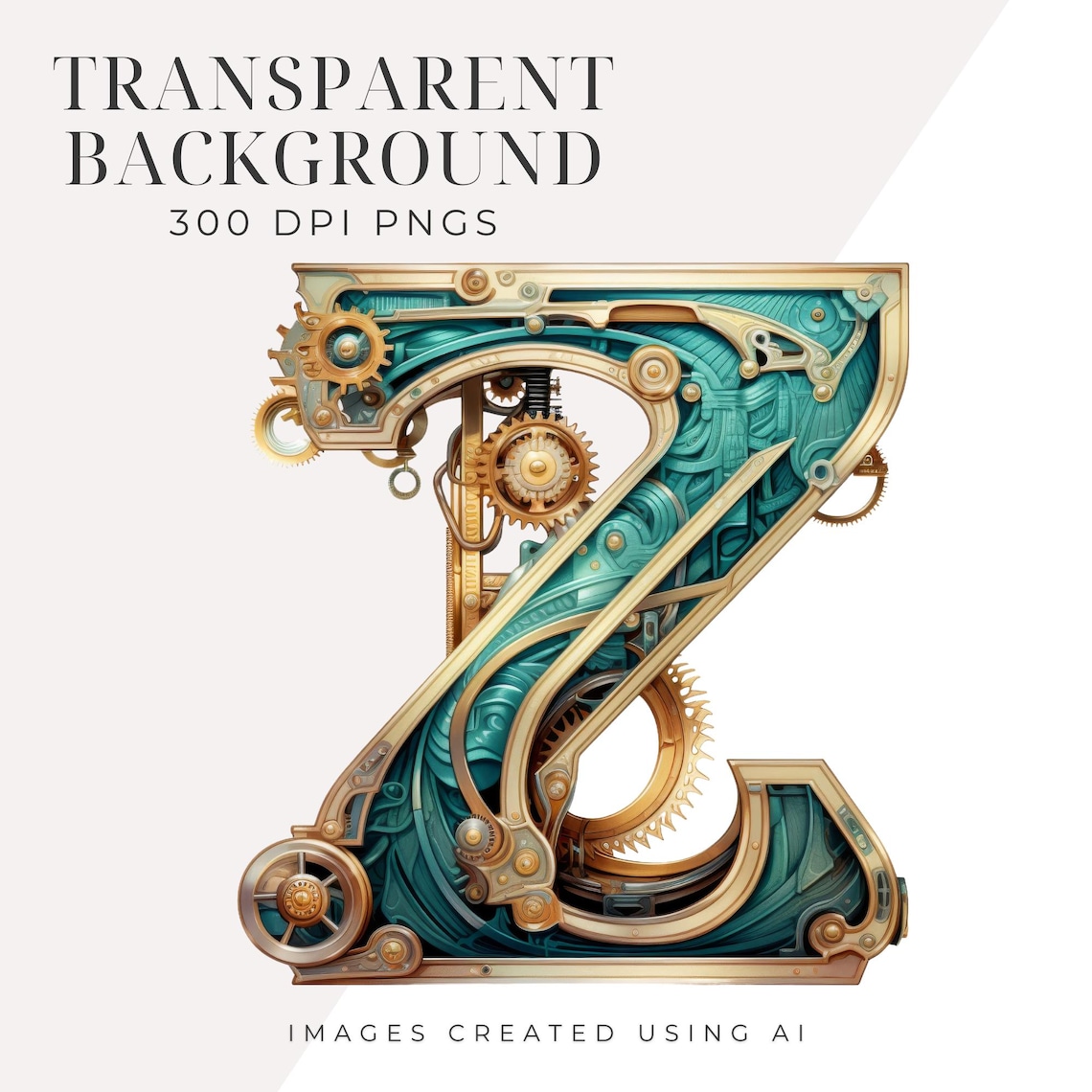 Steampunk Alphabet Letters INSTANT DOWNLOAD Teal & Gold Vintage ...