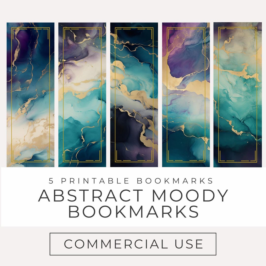 Moody Abstract Bookmarks INSTANT DOWNLOAD Dark Aesthetic Page Markers ...