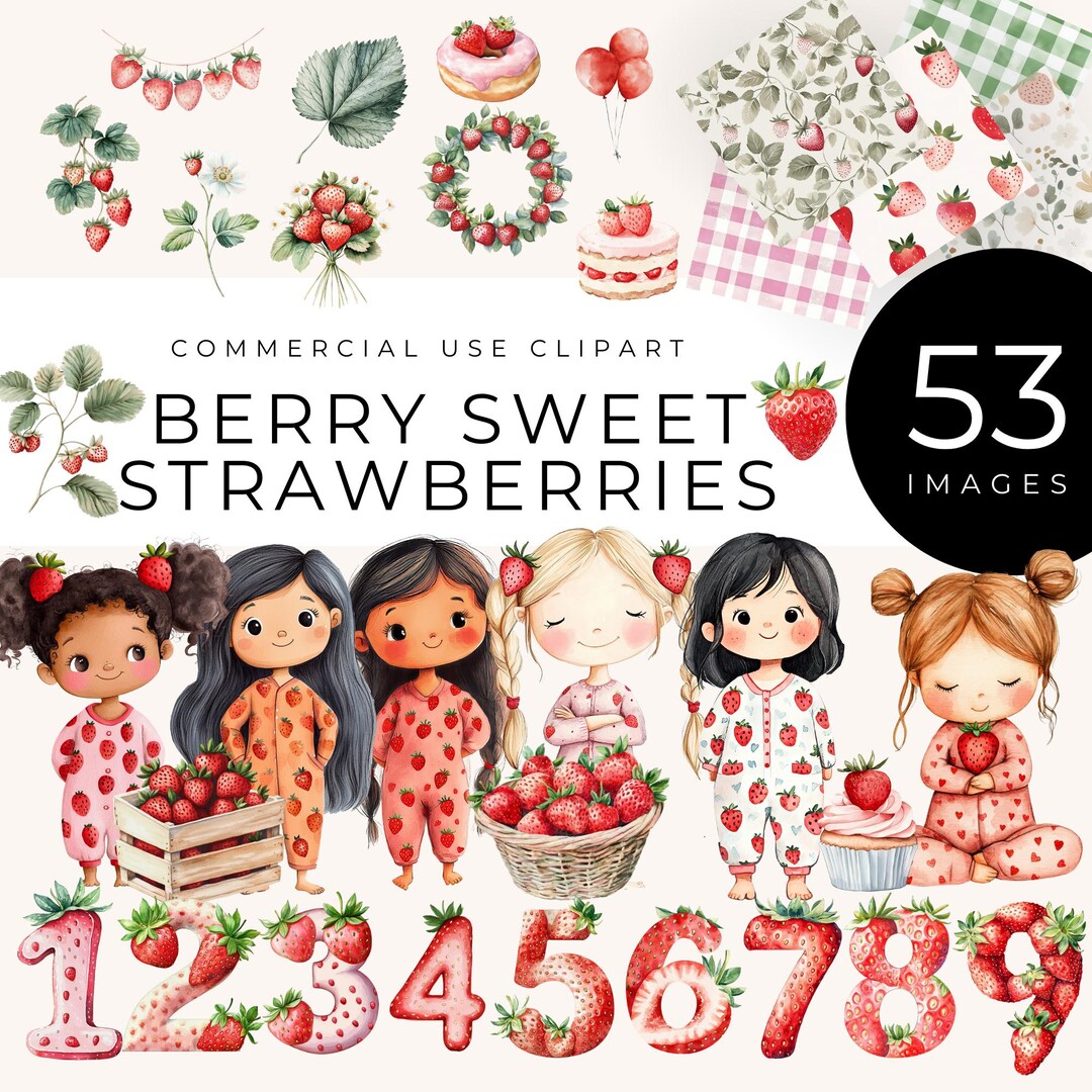 Berry Sweet Baby Shower Clipart, Instant Download, Watercolor ...