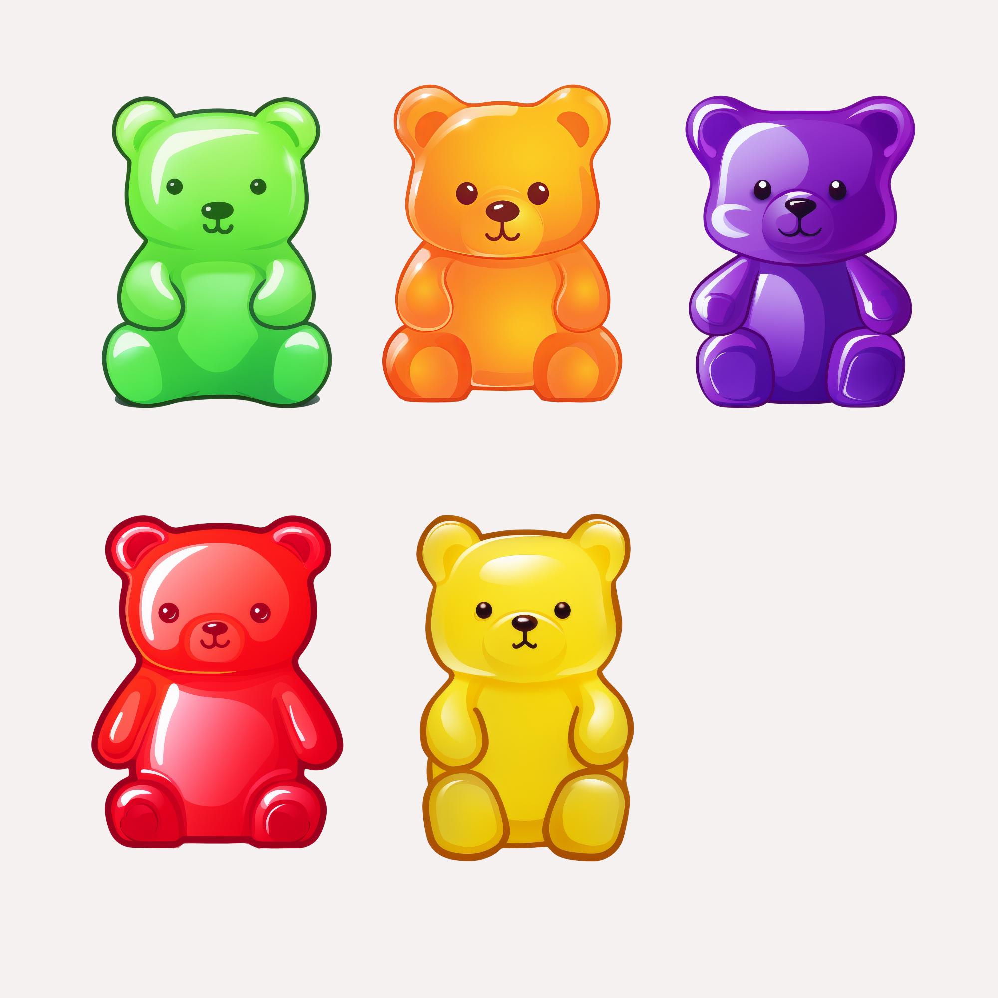 Gummy Bear Clipart INSTANT DOWNLOAD Cute Multicolored Candy Bears ...