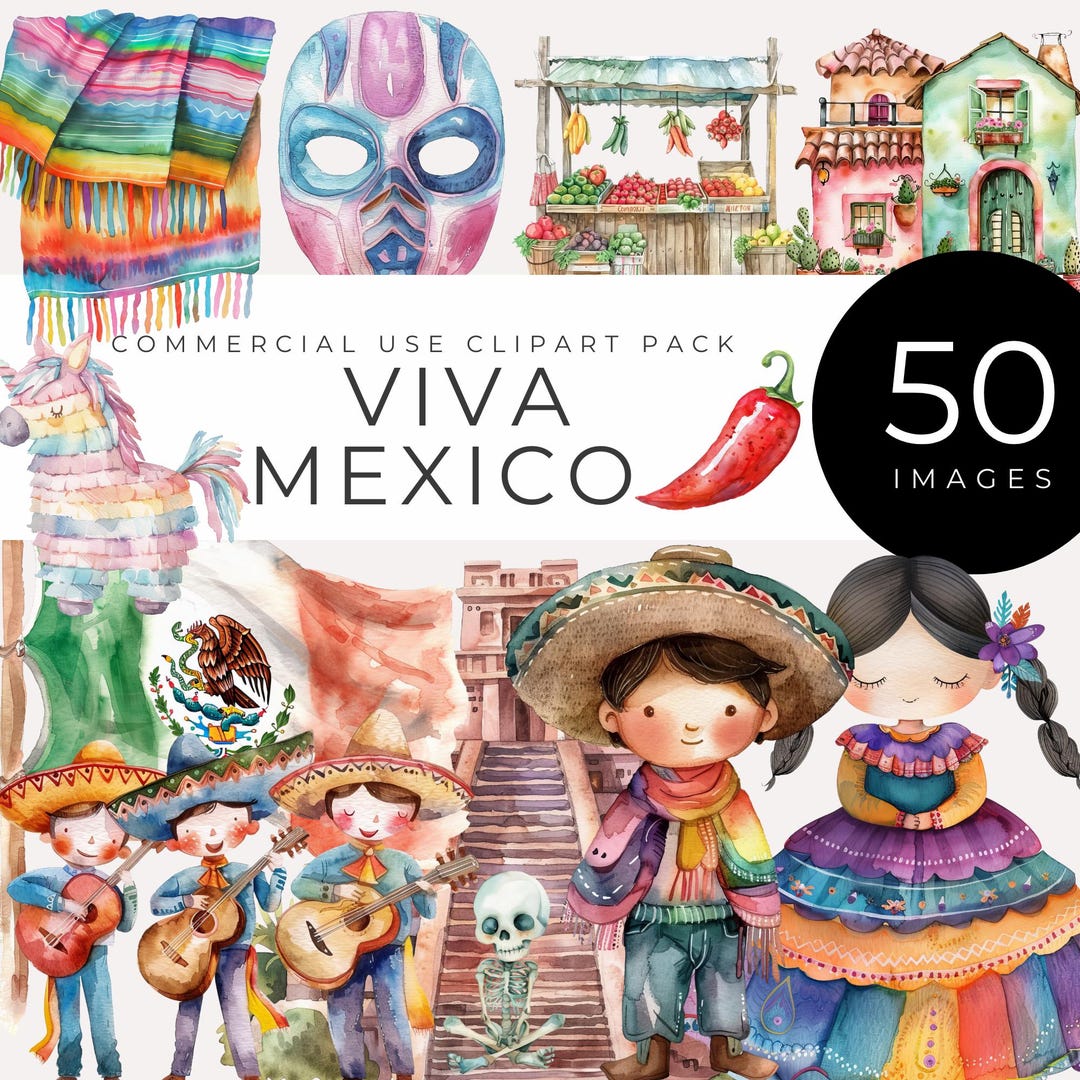 Vibrant Mexico-themed Clipart Instant Download Fiesta, Traditional ...