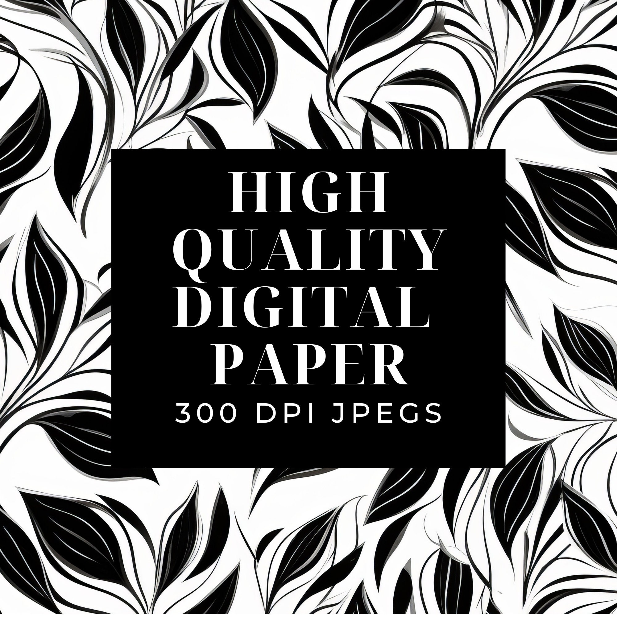 Black and White Digital Paper Pack INSTANT DOWNLOAD Monochrome Abstract ...