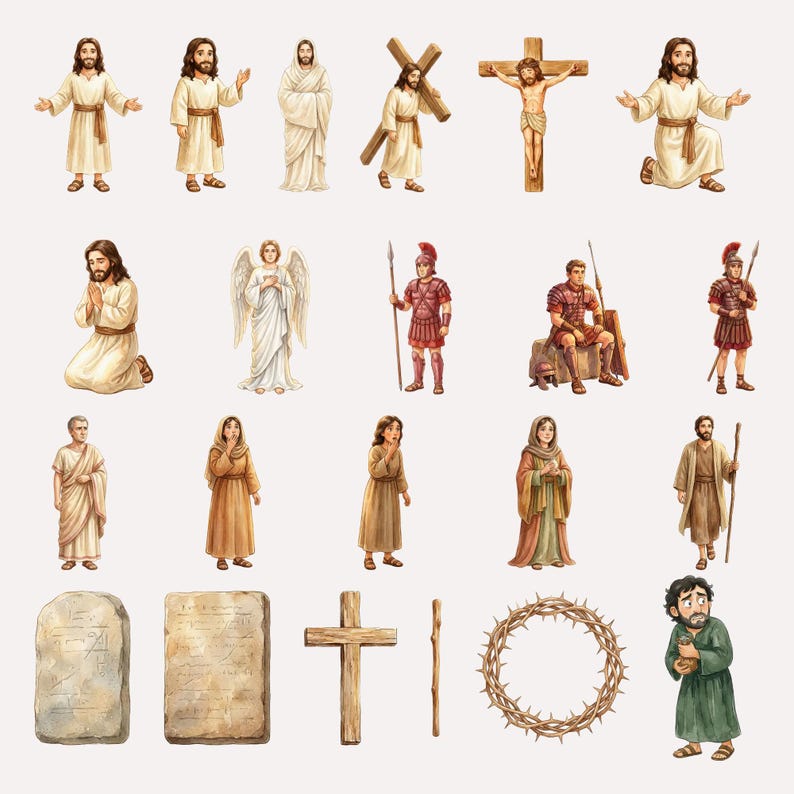 Christian Easter Clipart, Watercolor Jesus Crucifixion & Resurrection ...