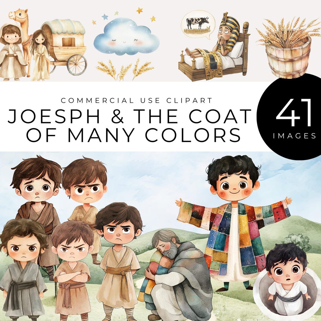 Joseph and the Coat of Many Colors Clipart, Instant Download, Bible ...