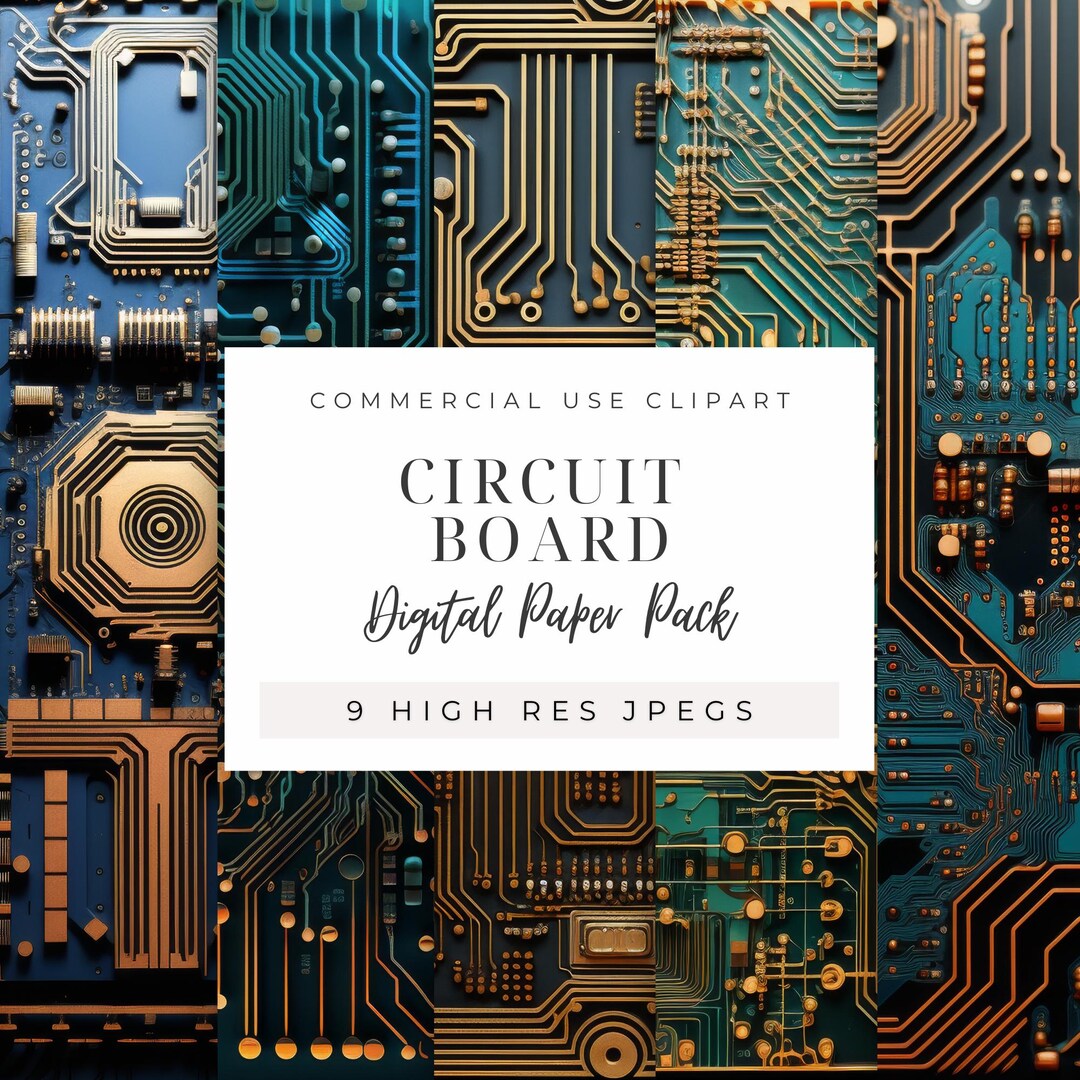Circuit Board Digital Paper Pack INSTANT DOWNLOAD Green Computer ...