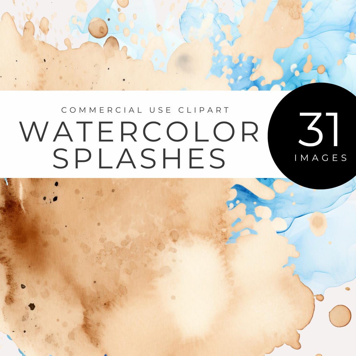 Neutral Watercolor Splashes & Paint Splatter Clipart INSTANT DOWNLOAD ...