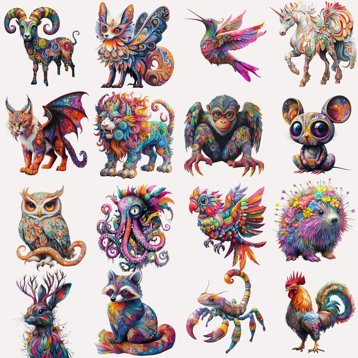 Alebrije Clipart INSTANT DOWNLOAD Mythical Creatures, Colorful Graffiti ...
