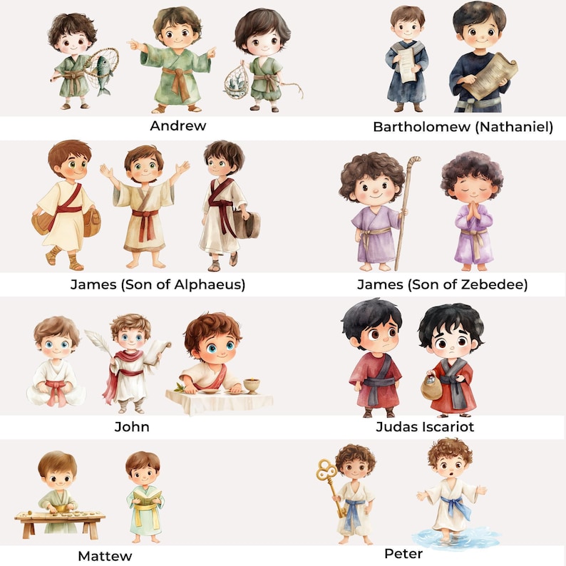 Twelve Apostles Clipart, Instant Download, Christian Bible Story ...