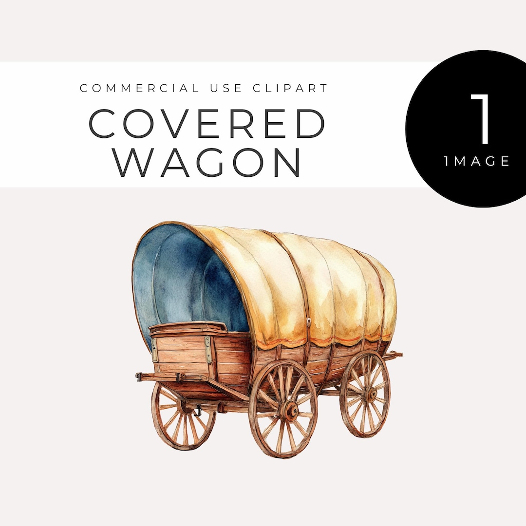 Covered Wagon Clipart, Instant Download, Watercolor Western PNG ...