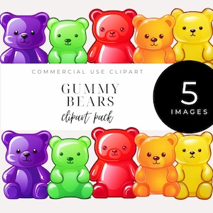 Gummy Bear Clipart INSTANT DOWNLOAD Cute Multicolored Candy Bears ...
