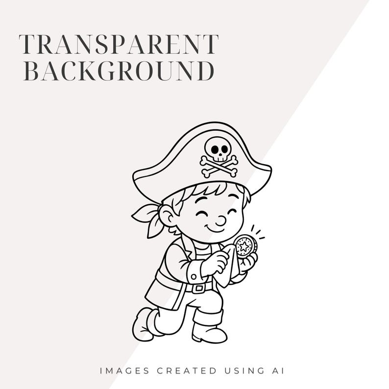 Cute Pirate Svgs, Kids Buccaneer Clipart Line Art, Treasure Map, Island ...