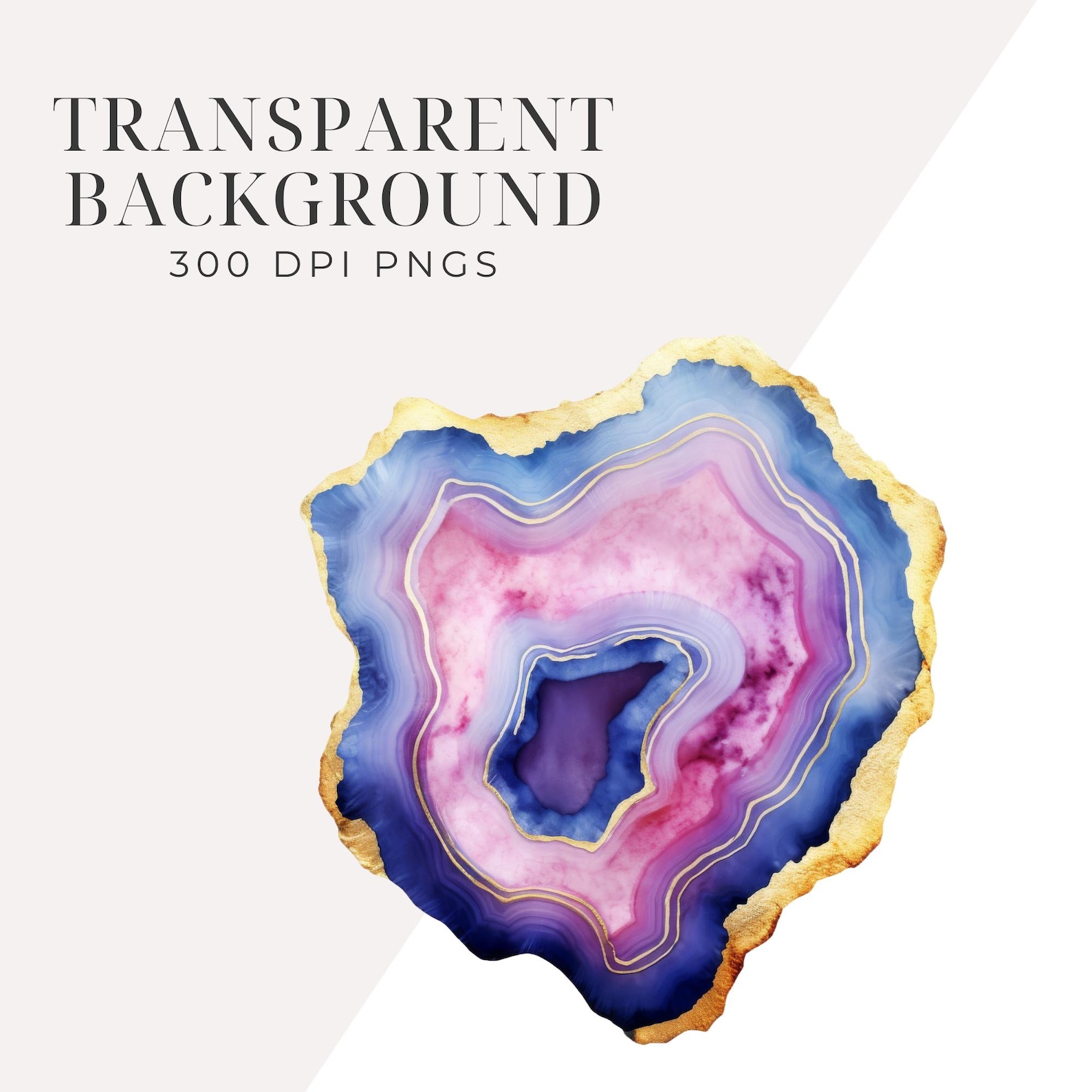 Blue & Pink Geode Clipart INSTANT DOWNLOAD Luxury Abstract Agate Rock ...