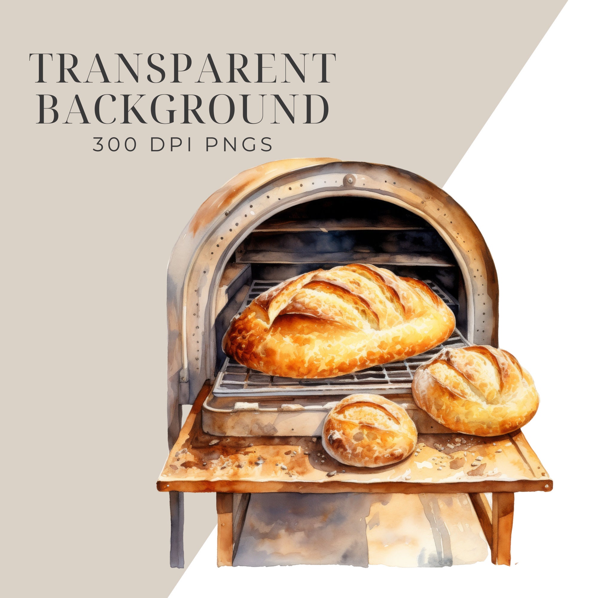 Watercolor Bakery Clipart INSTANT DOWNLOAD Watercolor Sourdough Bread ...