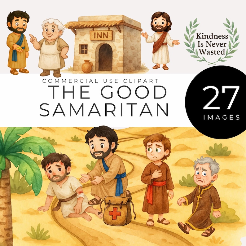 Good Samaritan Clipart, Instant Download, Bible Story PNG, Sunday ...