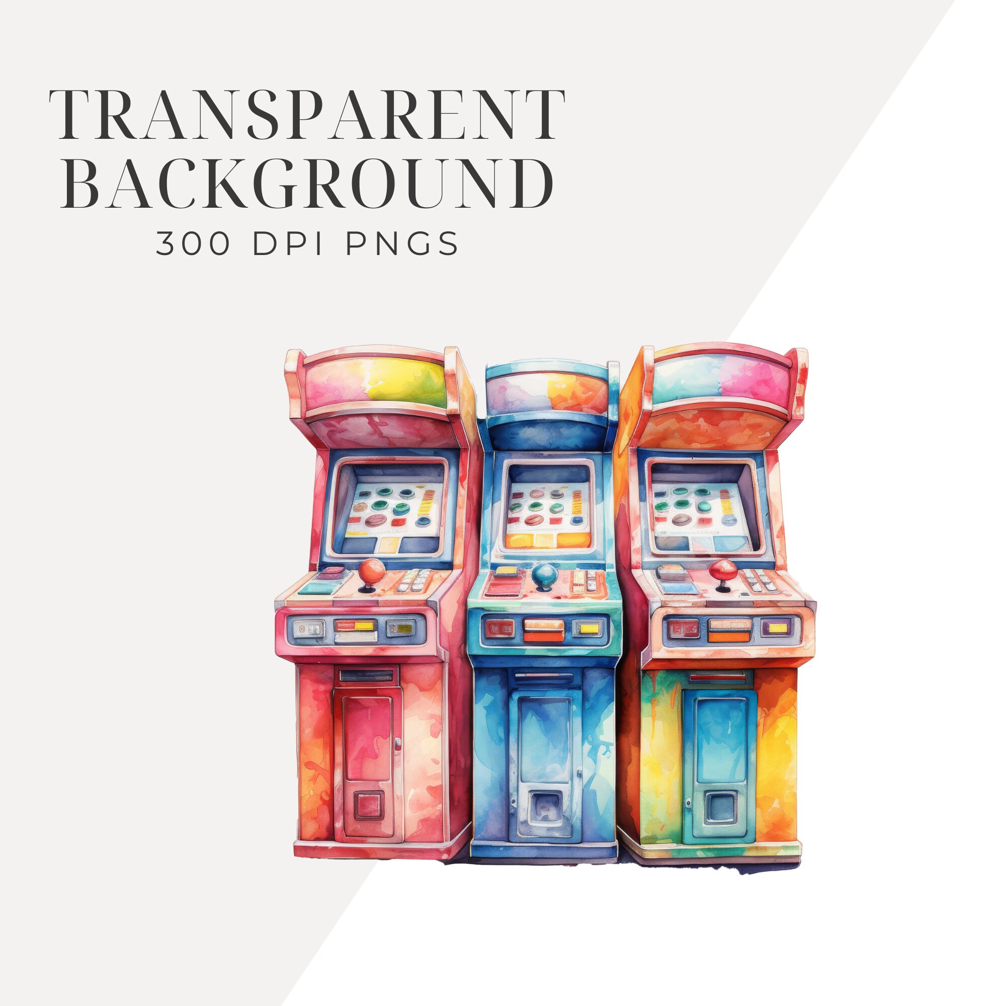 Retro Arcade Clipart INSTANT DOWNLOAD Vintage Video Game Graphics for ...