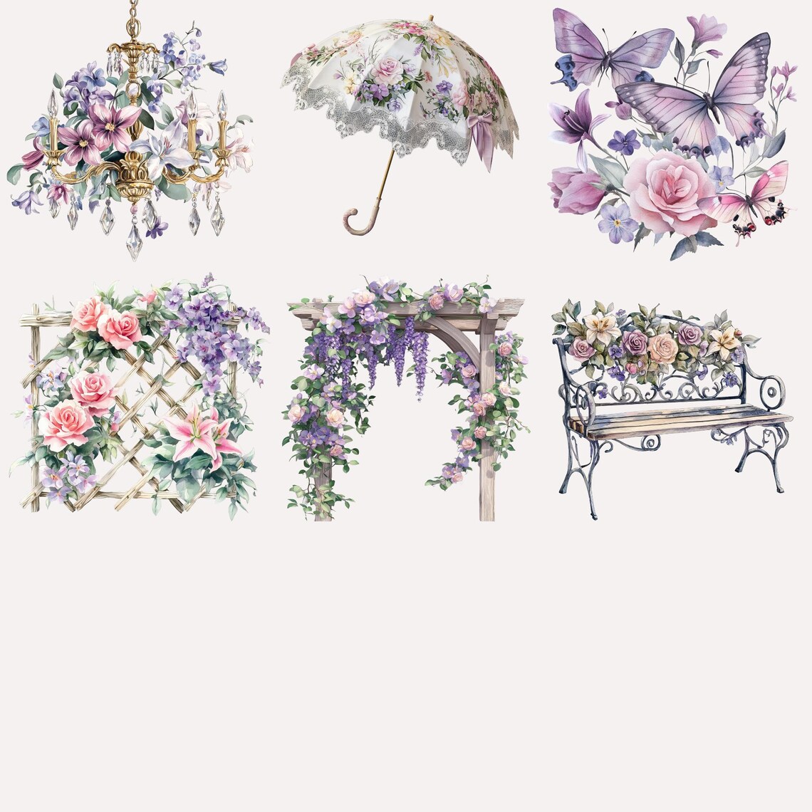 Regency Floral Clipart, Instant Download, Elegant Jane Austen-inspired ...