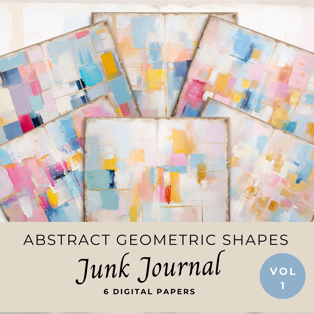 Abstract Geometric Shapes Junk Journal Pages, 6 Digital Journal Pages ...