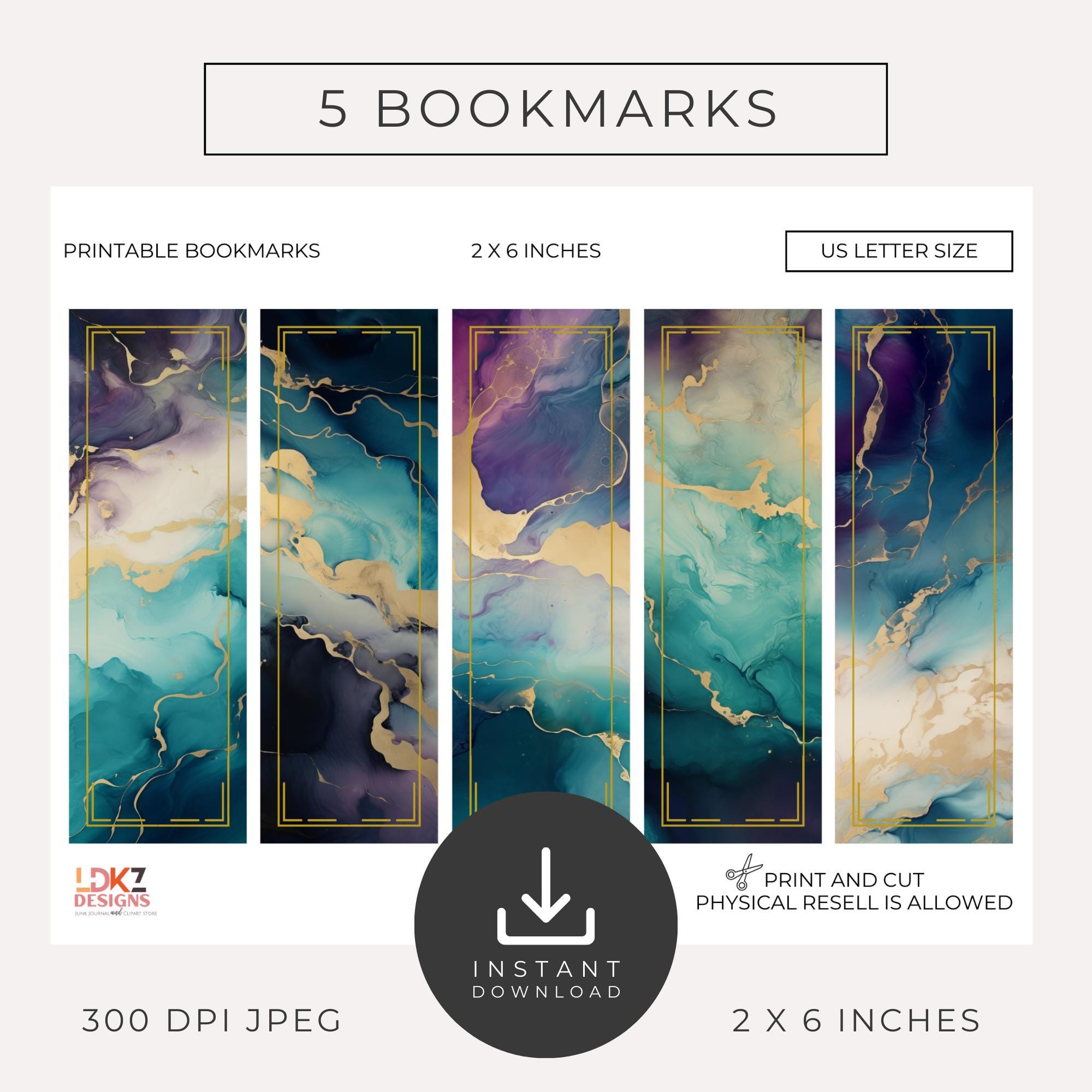 Moody Abstract Bookmarks INSTANT DOWNLOAD Dark Aesthetic Page Markers ...