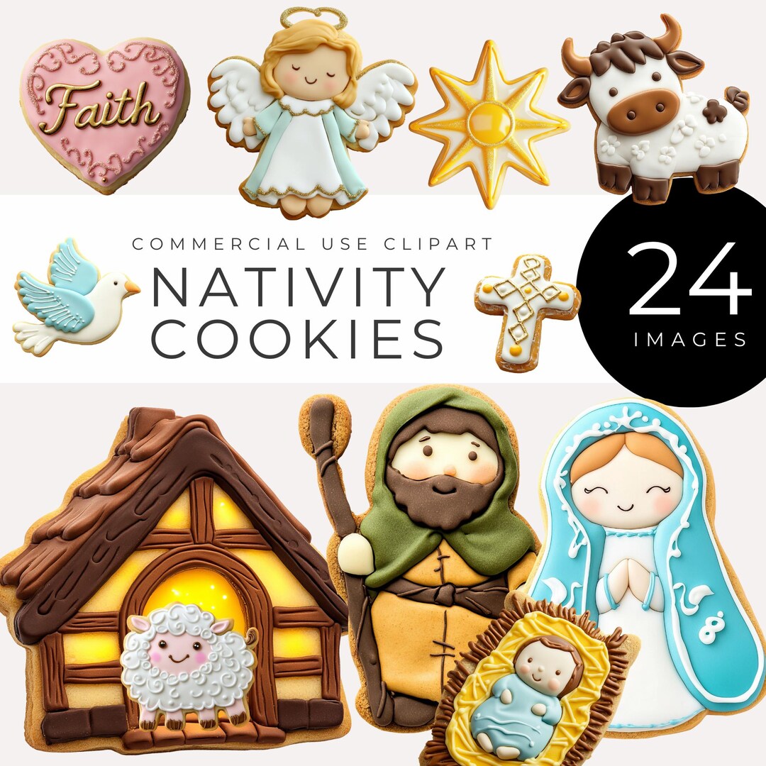 Nativity Cookie Clipart INSTANT DOWNLOAD Cute Christmas Biscuit ...