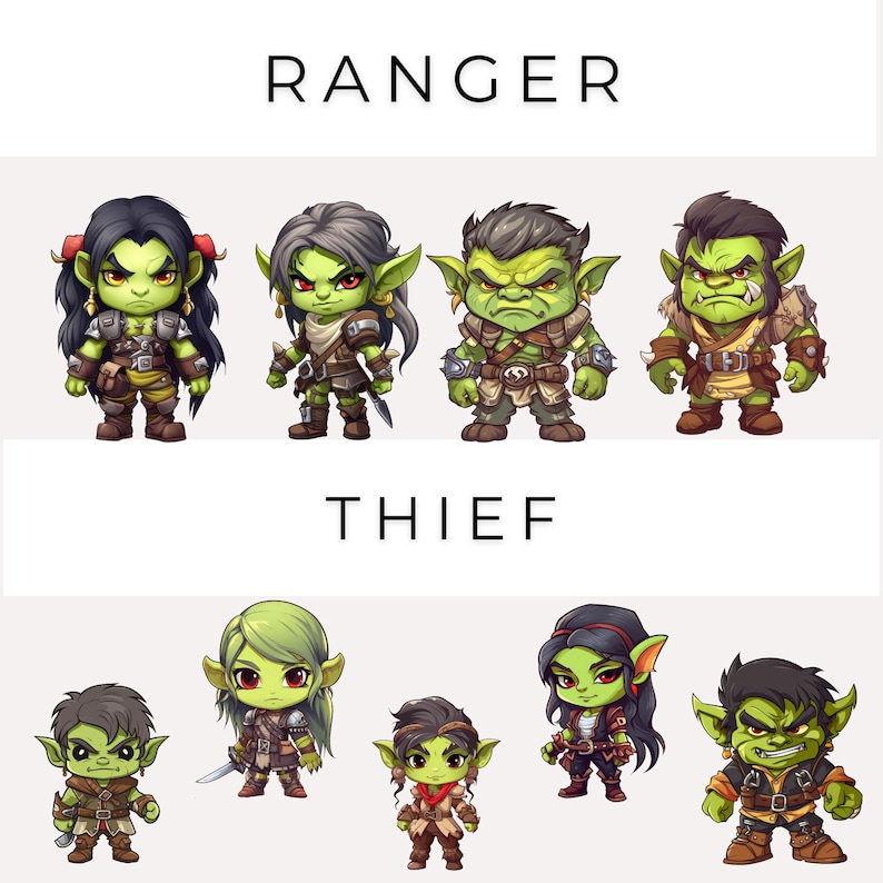 Cute Orc Kids RPG Characters Clipart INSTANT DOWNLOAD Orc Persona ...