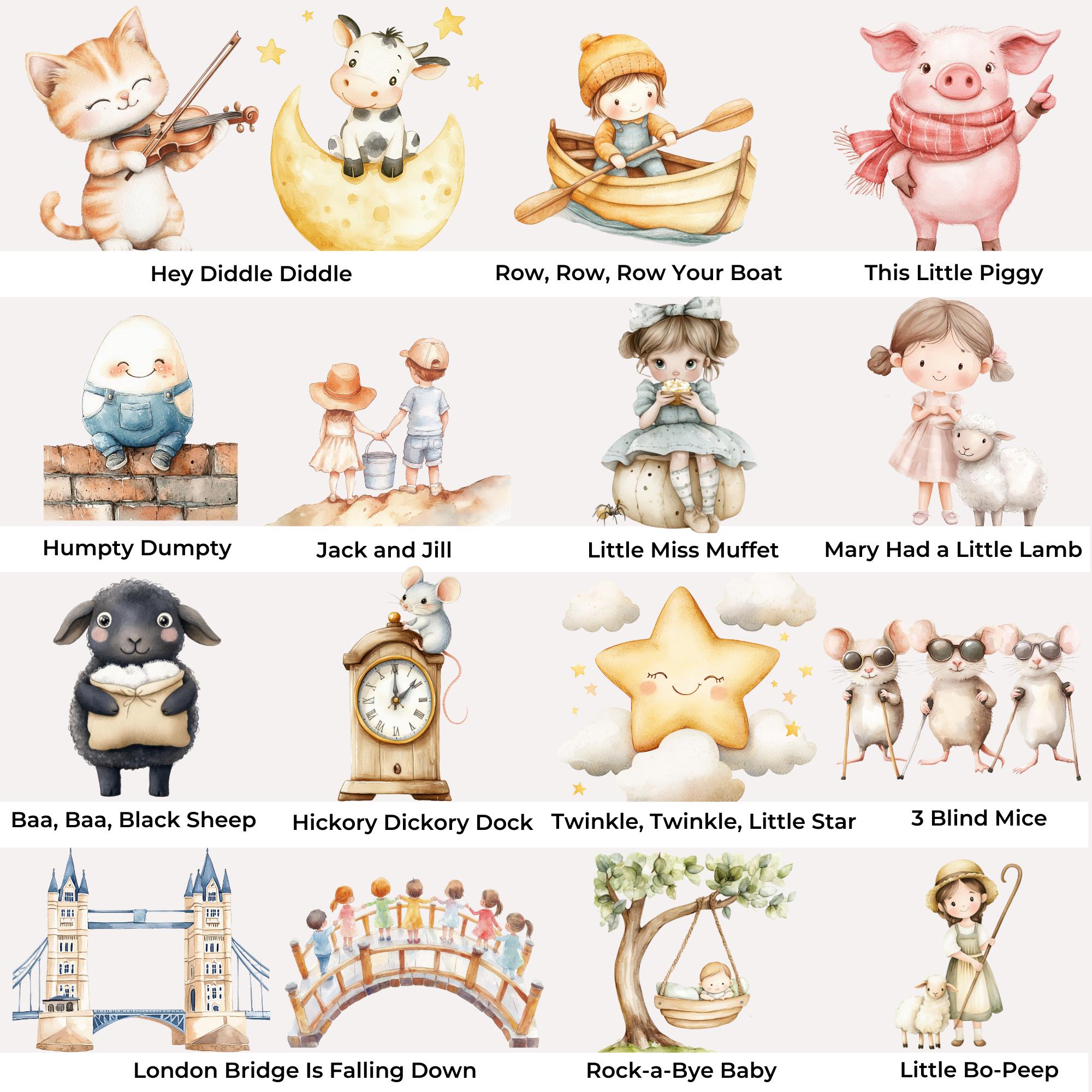 Nursery Rhyme Clipart INSTANT DOWNLOAD Watercolor Mother Goose Images ...
