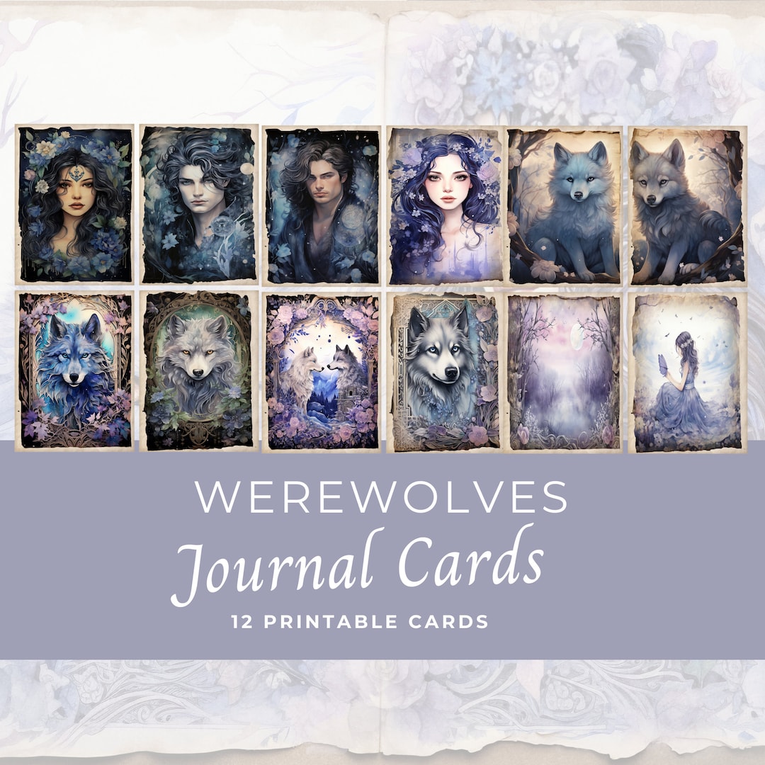 Enchanted Werewolves Junk Journal Ephemera Cards, 12 Cards, Fantast Art ...