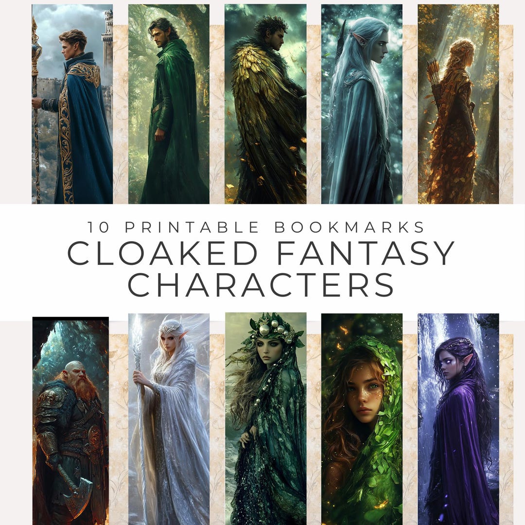 High Fantasy Bookmarks Digital Download Watercolor Fantasy Characters ...