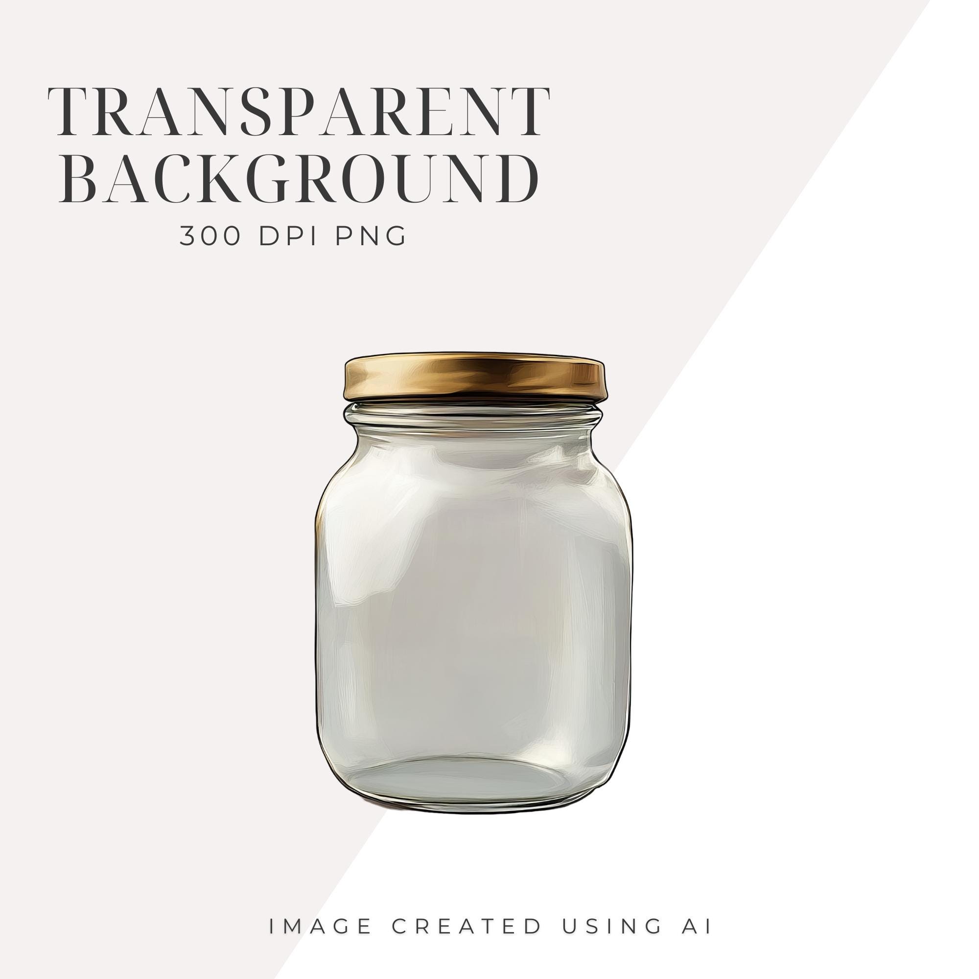 Empty Jar Clipart, Instant Download, Transparent Watercolor Mason Jar ...