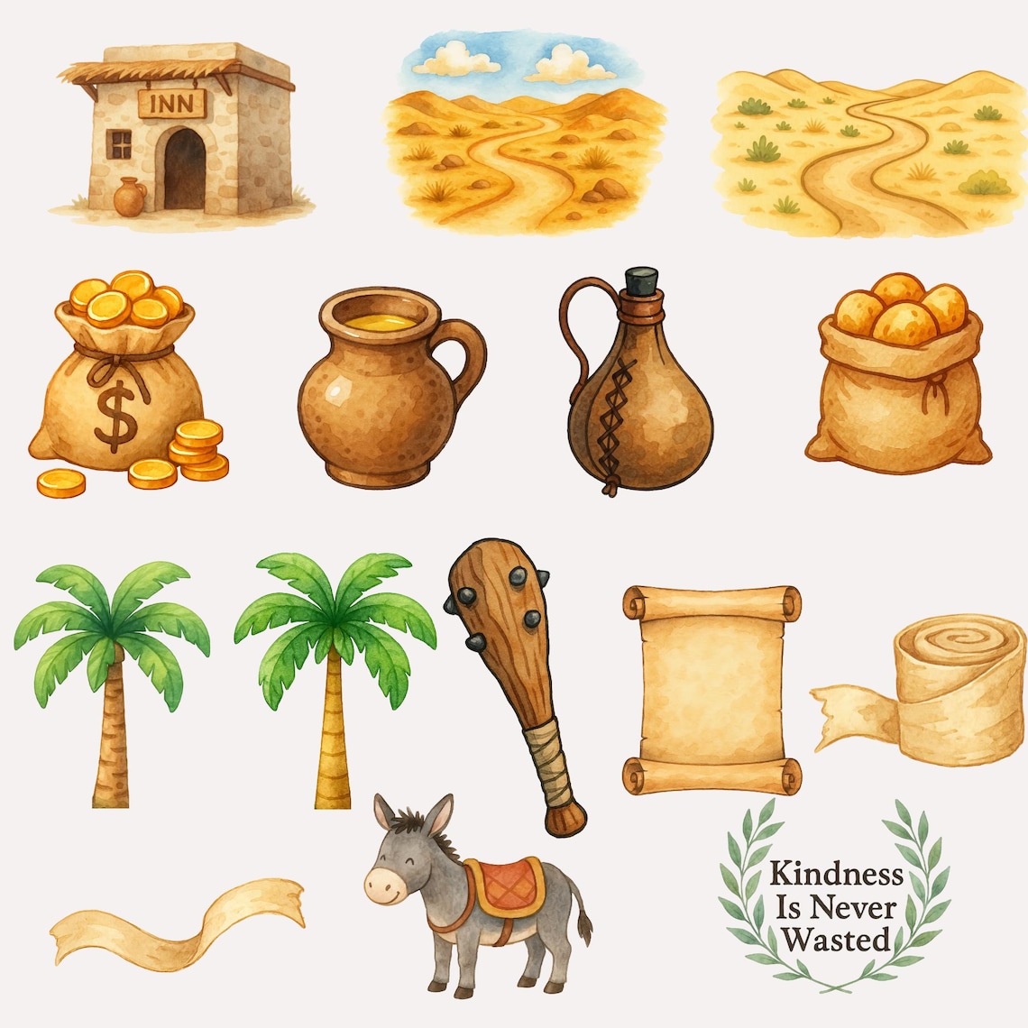 Good Samaritan Clipart, Instant Download, Bible Story PNG, Sunday ...