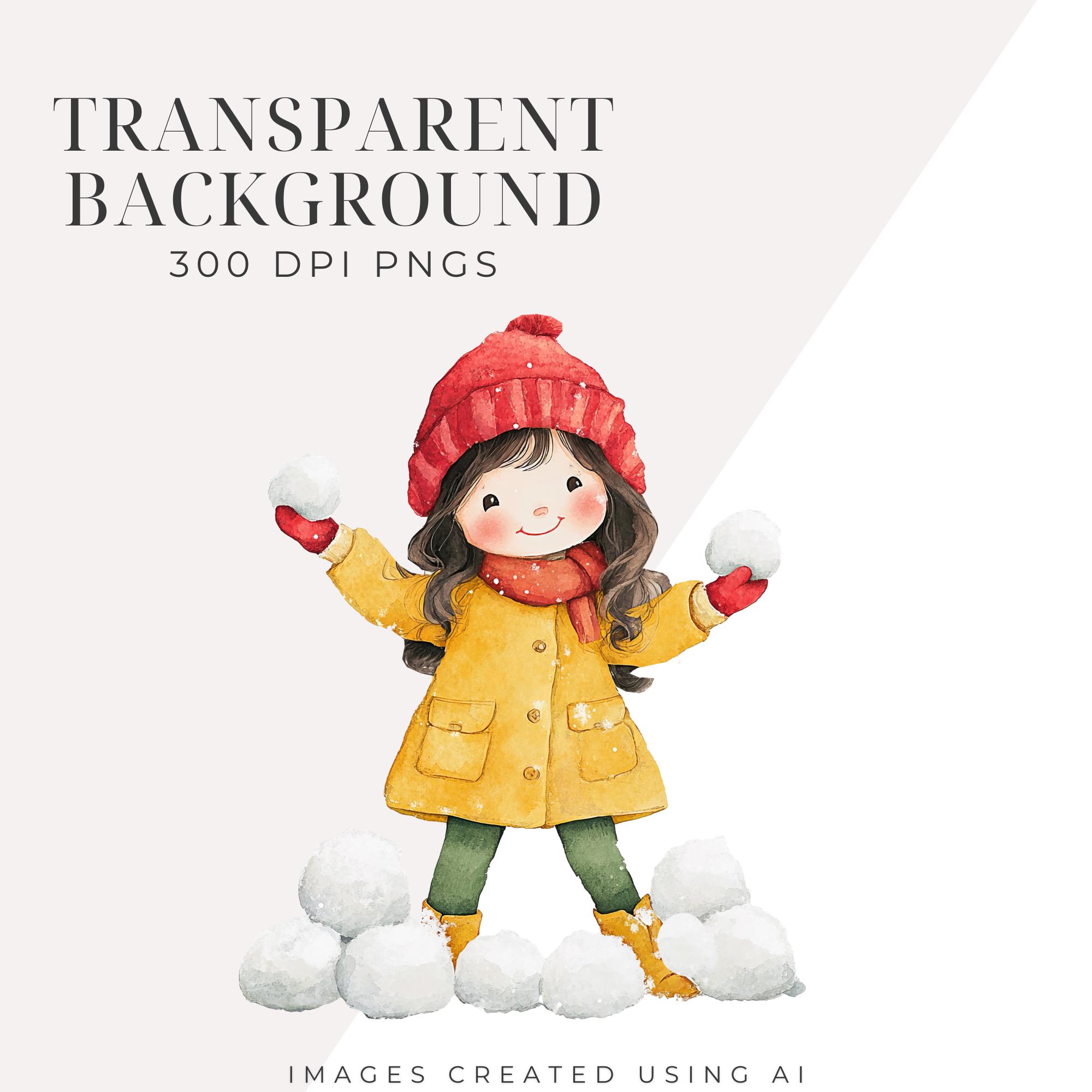 Watercolor Kids Snow Day Clipart INSTANT DOWNLOAD Winter Fun Images ...