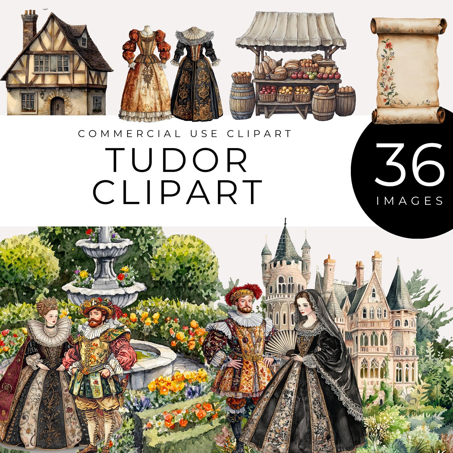 Tudor Clipart, Instant Download, Medieval England PNG, Renaissance ...