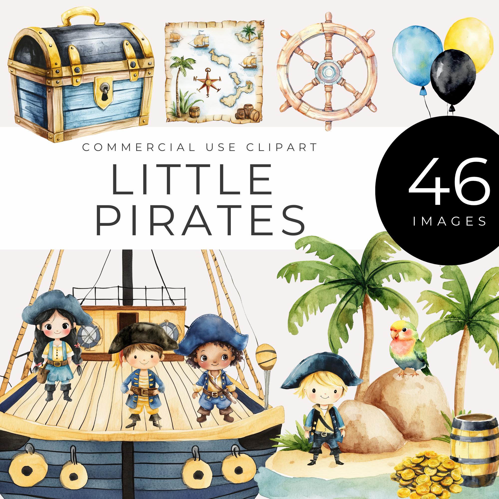 Cute Pirate Clipart INSTANT DOWNLOAD Watercolor Boy Adventure, Cute ...