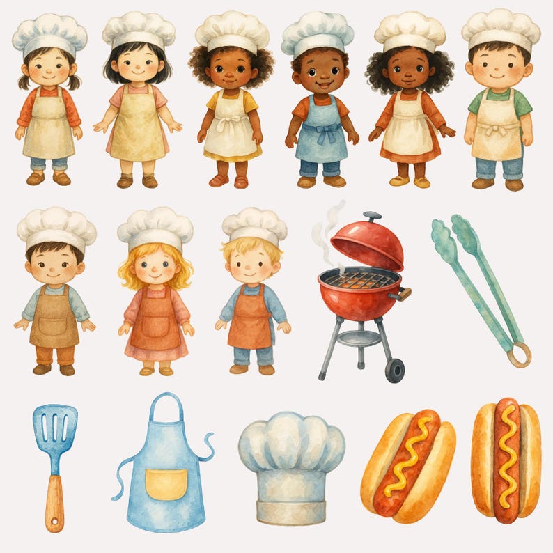 Summer BBQ Clipart, Instant Download, Baby-q, Backyard Party, Grilling ...