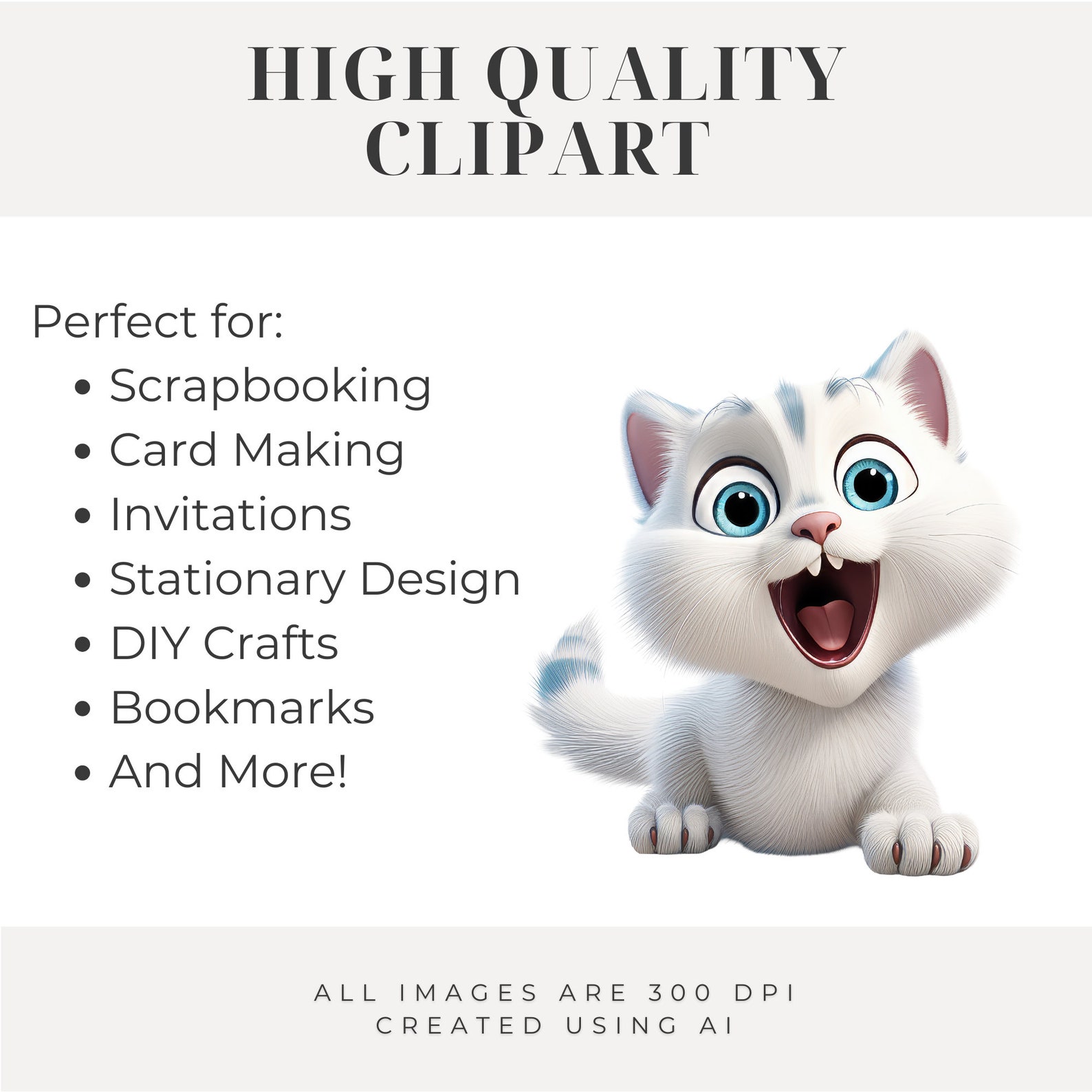 Quirky Cats Clipart INSTANT DOWNLOAD Cute Cat Portraits, Whimsical ...