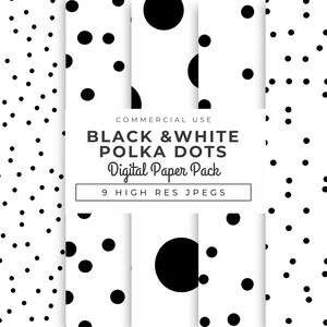 Seamless Black and White Polka Dot Digital Papers, Instant Download ...