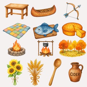 The First Thanksgiving Clipart, Pilgrims & Native American Graphics ...