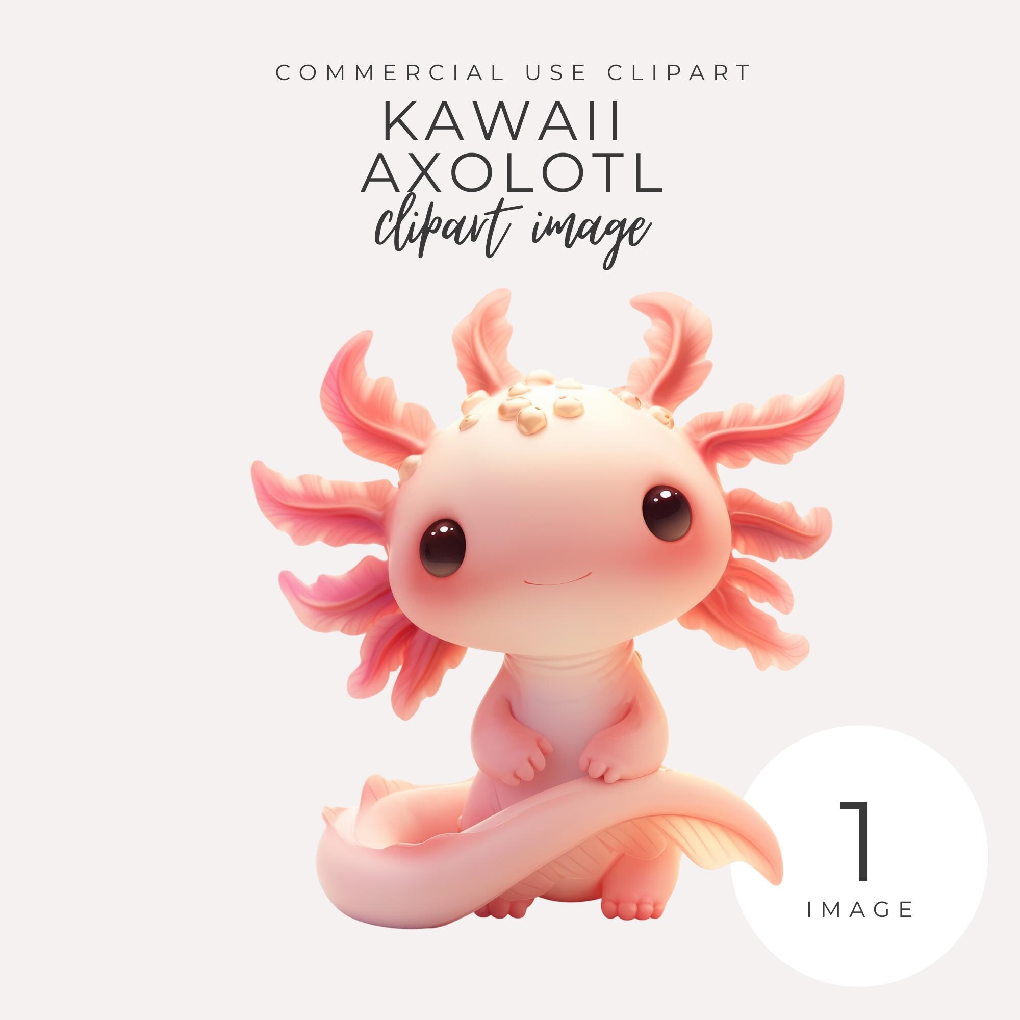 Adorable Pink Axolotl Clipart INSTANT DOWNLOAD Cute Illustration for ...
