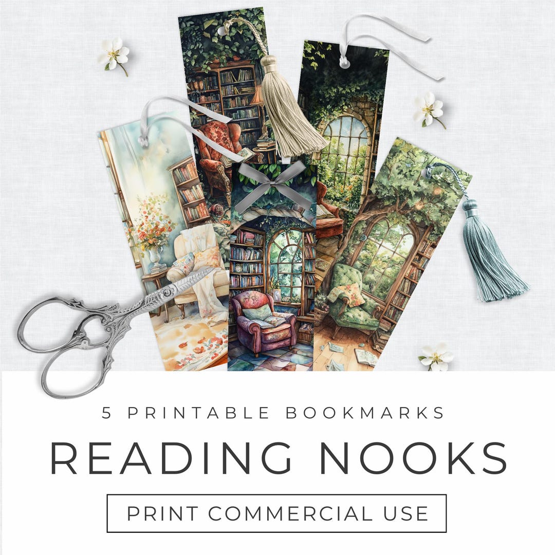 Reading Nook Printable Bookmarks, Instant Download, Cozy Bookish Scenes ...