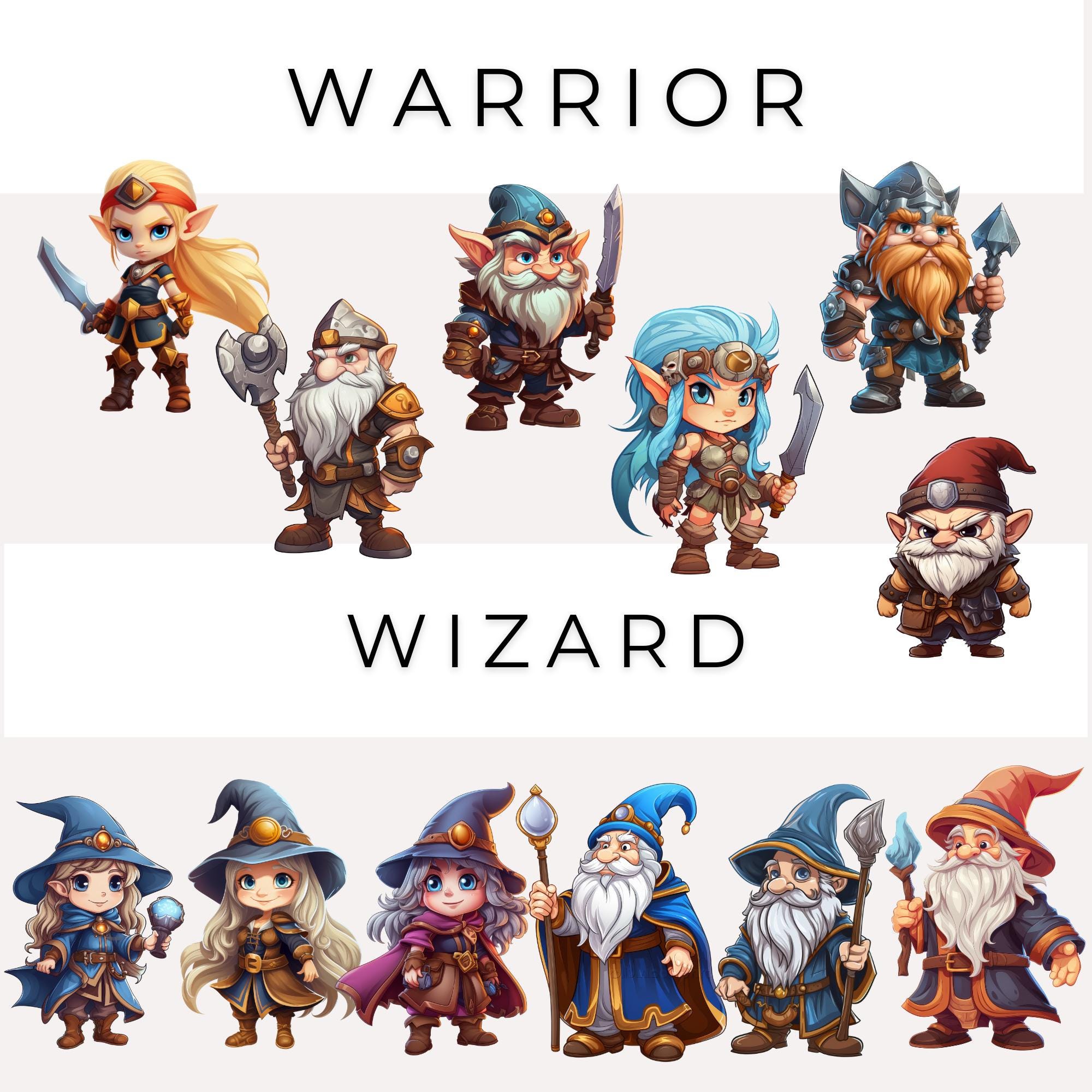 Cute Kids RPG Characters Clipart: Gnome INSTANT DOWNLOAD Role-playing ...