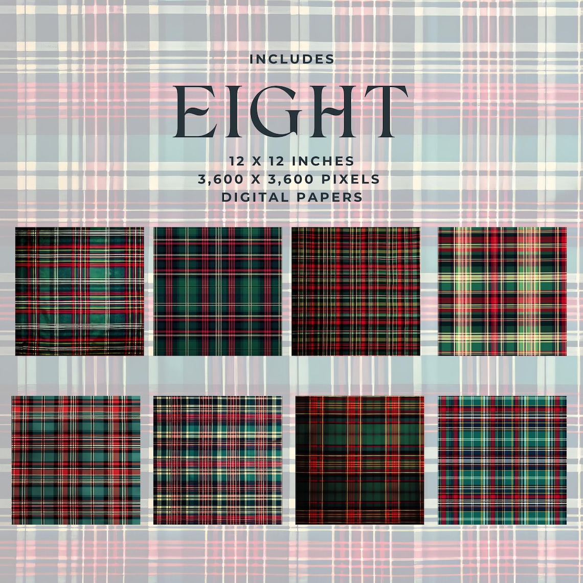 Vintage Tartan Digital Papers INSTANT DOWNLOAD Retro Scottish & Classic ...