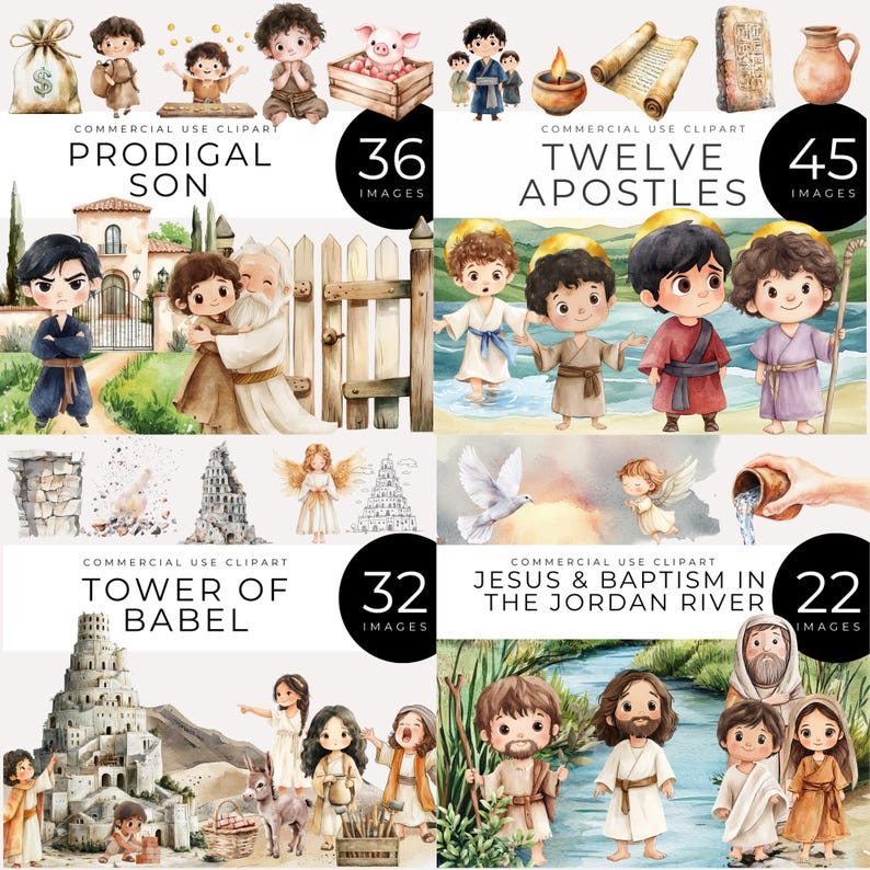 Bible Character Clipart Bundle, Instant Download, Tower of Babel ...