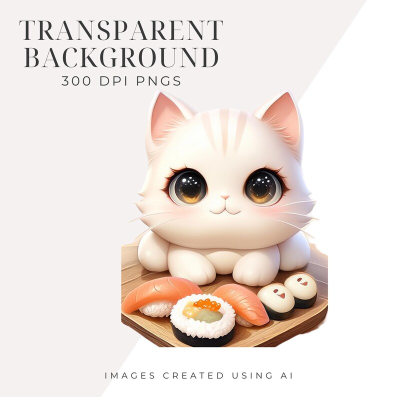 Onigiri Clipart INSTANT DOWNLOAD Kawaii Chibi Sushi & Cats Eating Asian ...