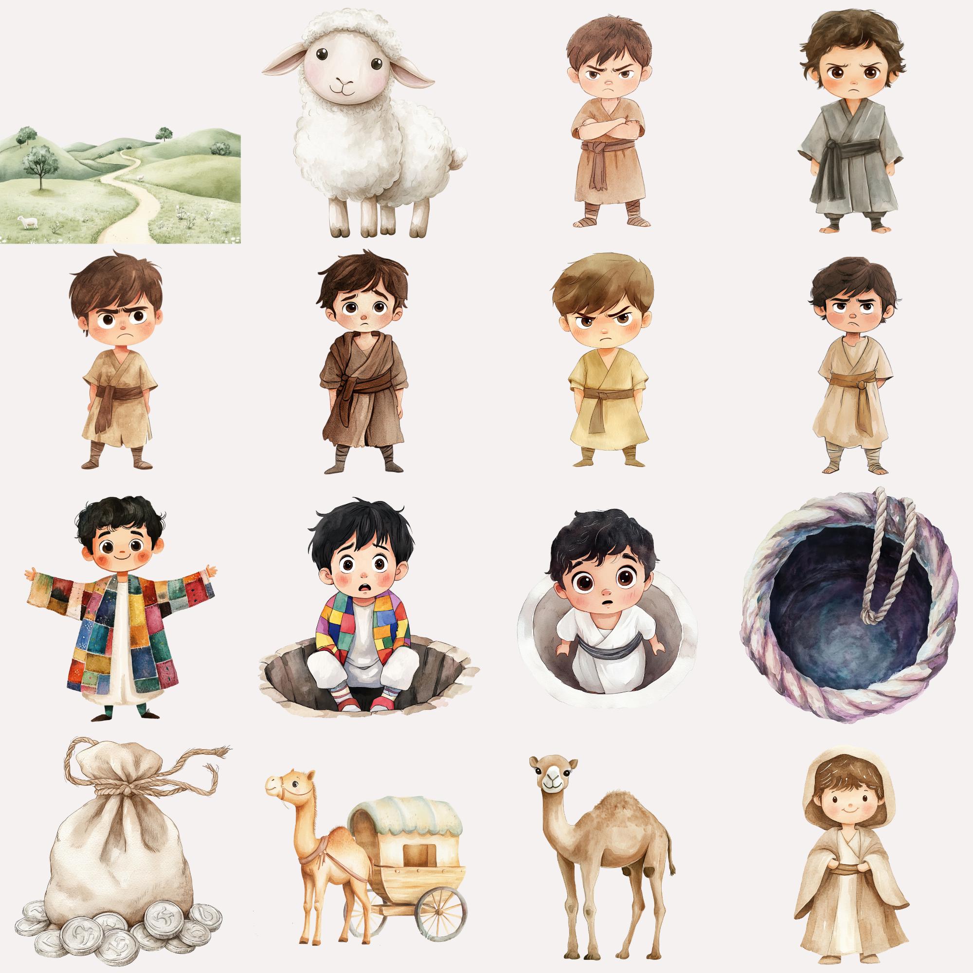 Joseph and the Coat of Many Colors Clipart, Instant Download, Bible ...