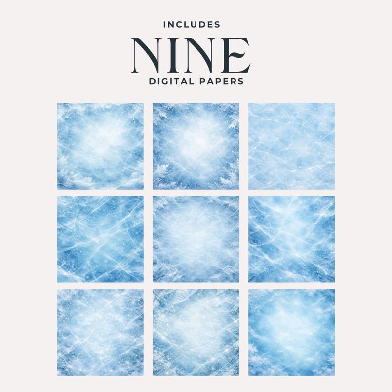 Watercolor Ice Digital Papers, Winter Icy Backgrounds, Blue Frozen ...