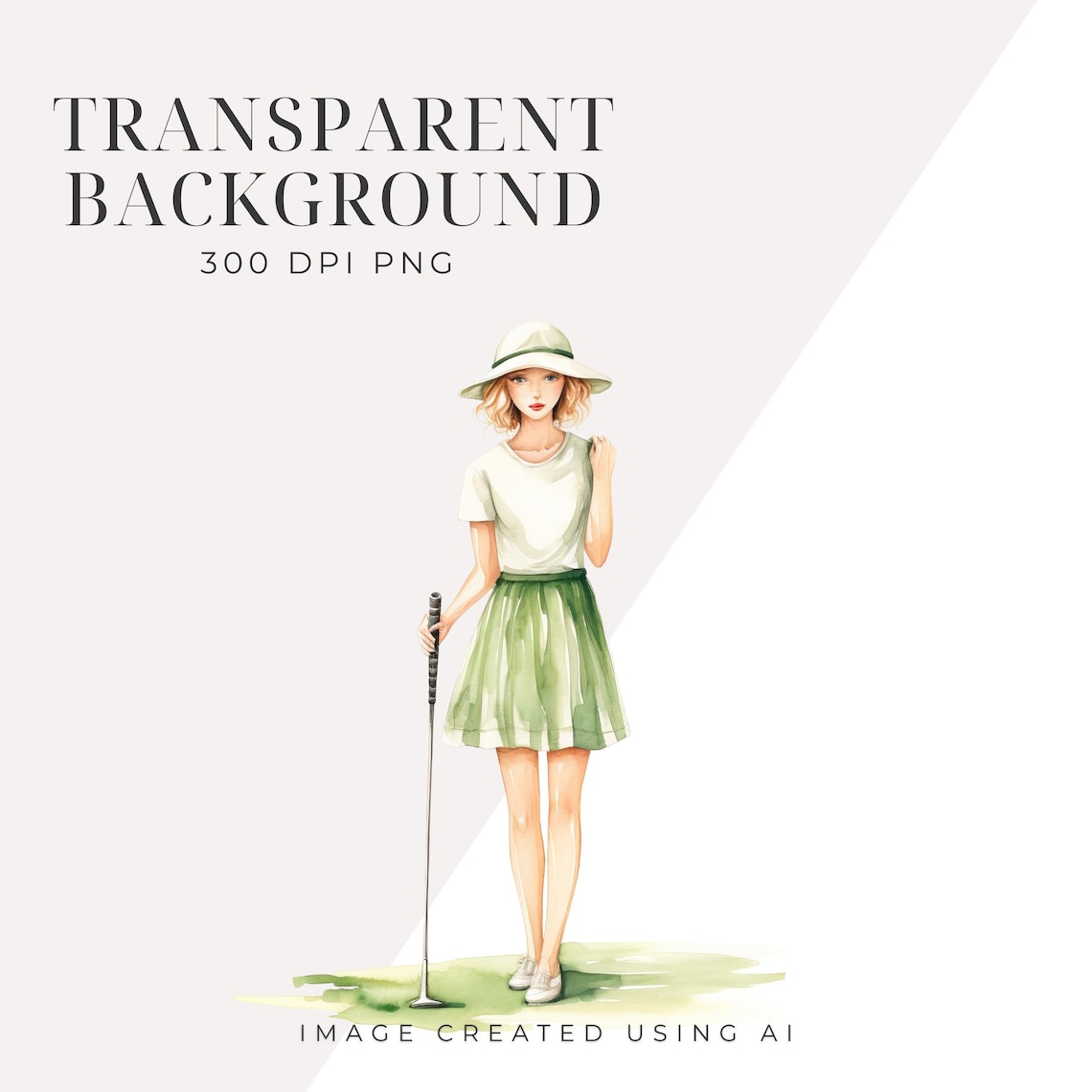 Watercolor Lady Golfer Clipart INSTANT DOWNLOAD Female Golfing ...