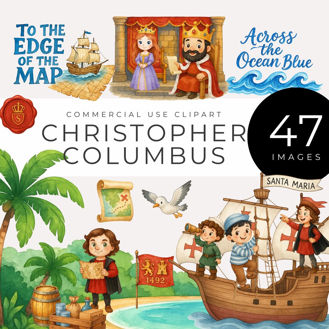 Christopher Columbus Clipart, 1492 World Explorer, Sailing Ships ...